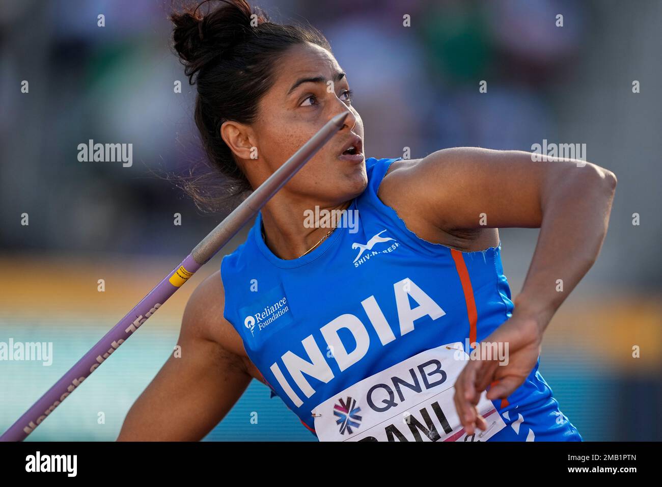 Annu Rani, of India, competes in the women's javelin throw final at the ...