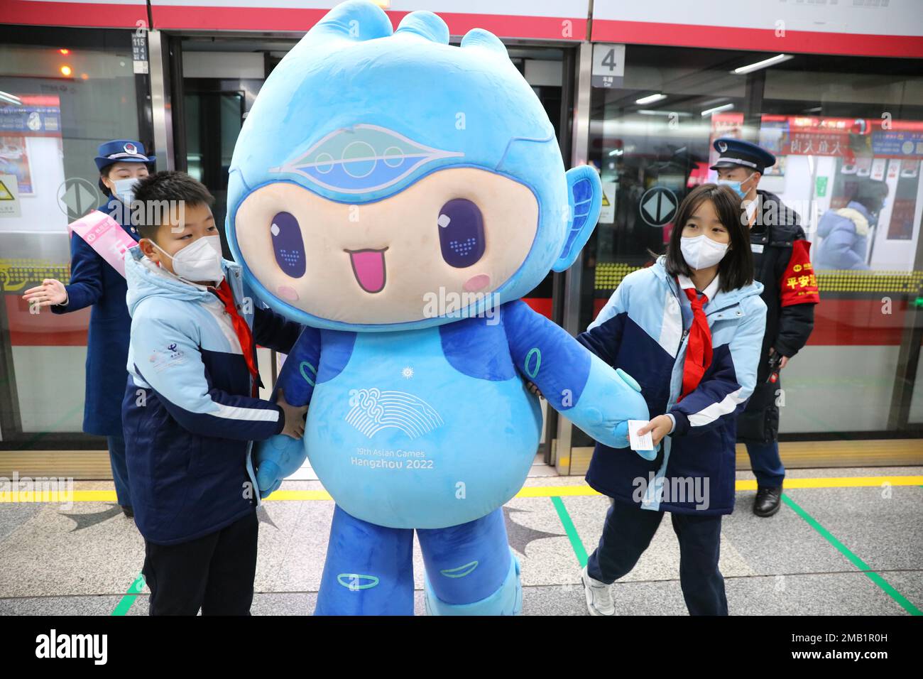 The mascots for the 19th Asian Games Hangzhou 2022 take the subway in ...