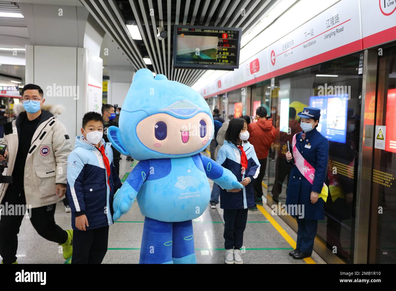 The mascots for the 19th Asian Games Hangzhou 2022 take the subway in ...