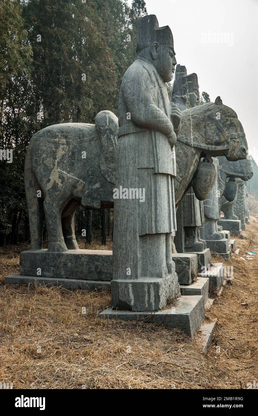 The sacred way at the Northern Song Imperial Tombs in Gongyi with ...