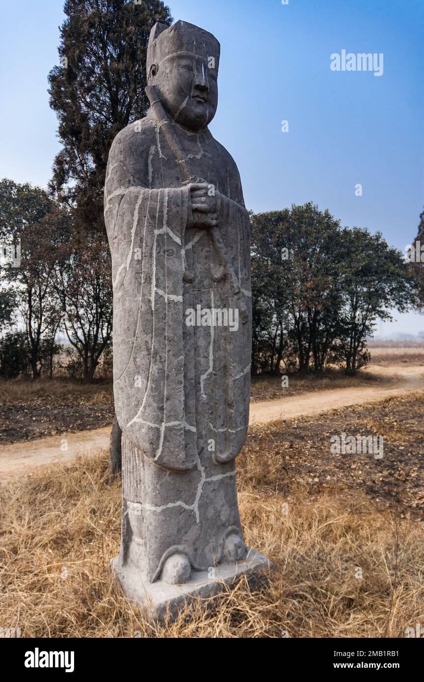 Statue of an official on the sacred way at the Northern Song Imperial ...