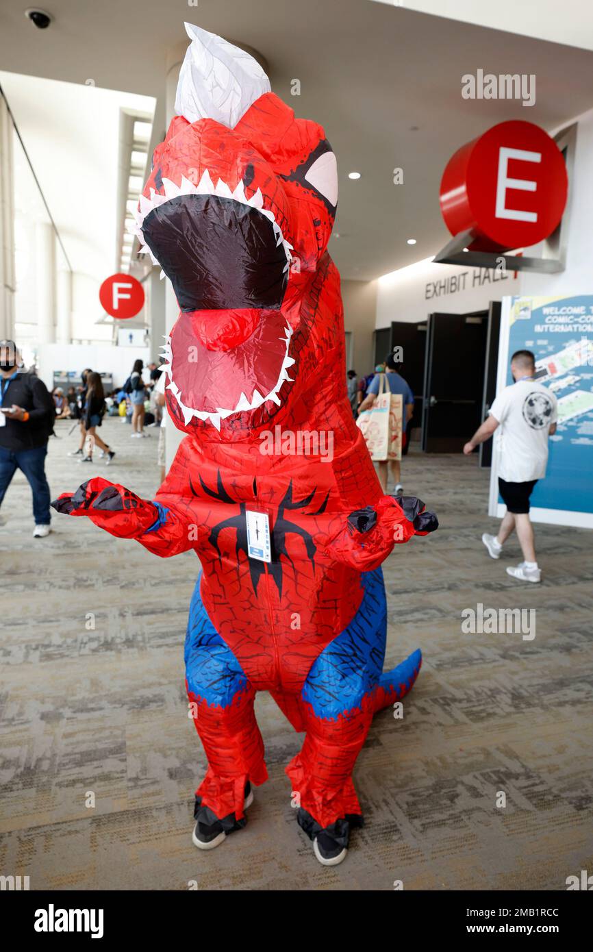 Caleb Callahan, of San Diego, dressed as Spider-saurus, attends day two ...