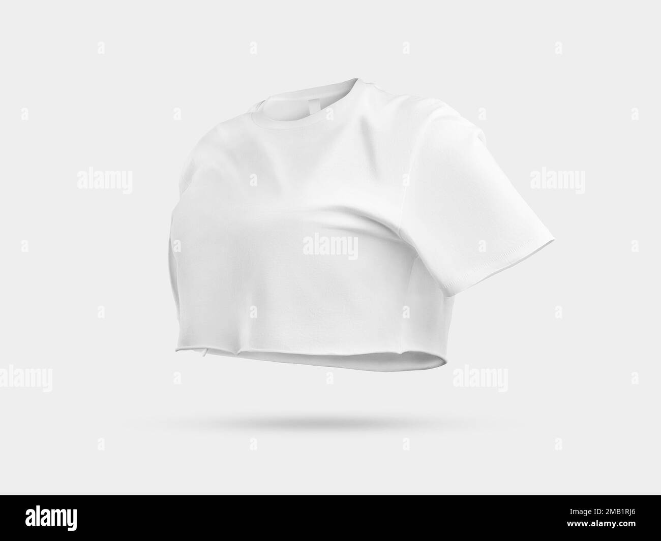 White t-shirt mockup, 3D rendering front, side view, stylish crop top ...