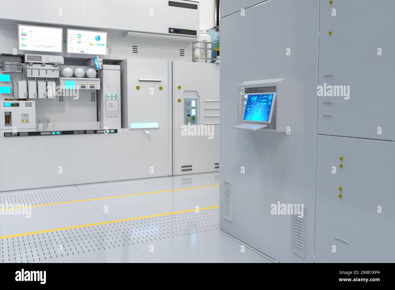 3d rendering white futuristic semiconductor manufacturing factory or ...