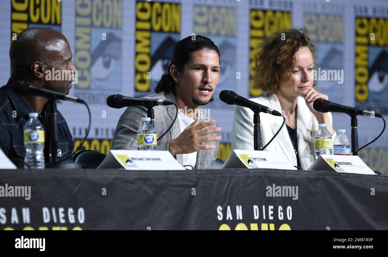 Terry Crews, Danny Ramirez and Samantha Morton attend a panel for ...