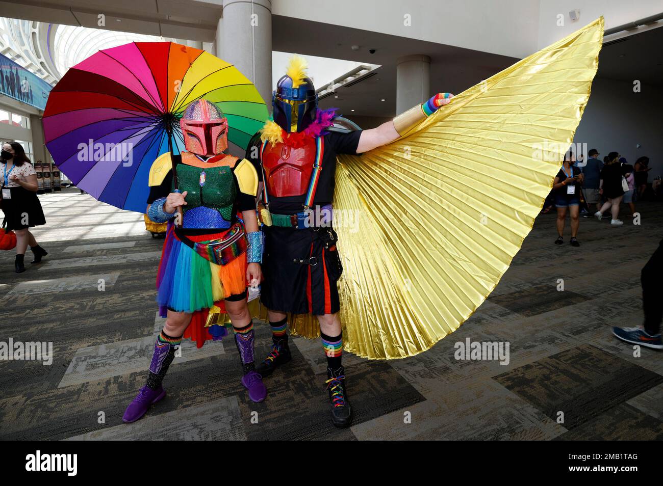 San Diego residents Lisa Lower, left, and Shawn Richter, dressed as ...
