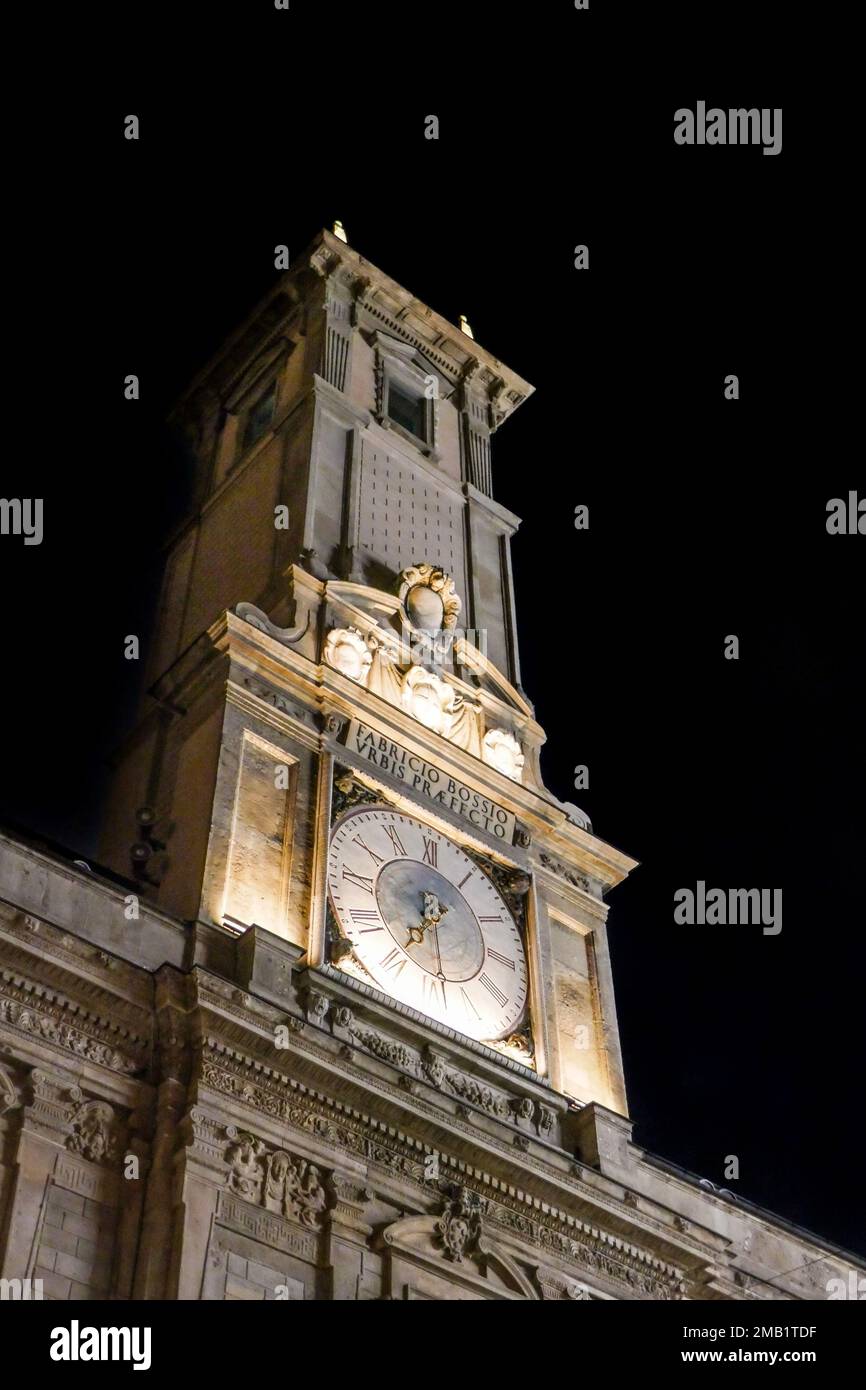 A vertical shot of the clock tower of the Giureconsulti Palace (Palazzo ...