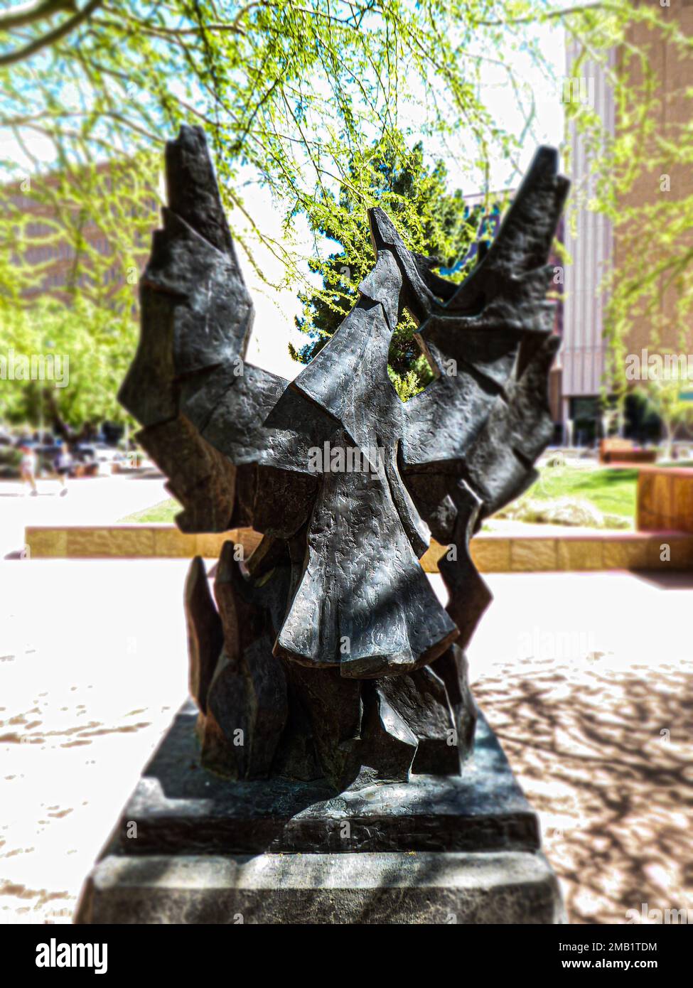 A vertical view of a sculpture statue in the park in Arizona, USA Stock ...