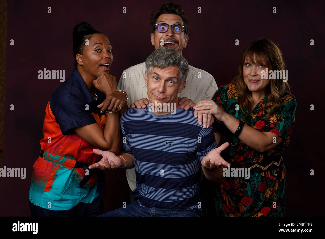 Aisha Tyler, from left, Chris Parnell, Lucky Yates and Amber Nash pose ...