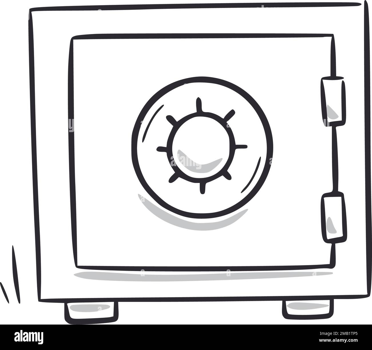 Money safe doodle. Save box hand drawn sketch style icon. Money bank ...