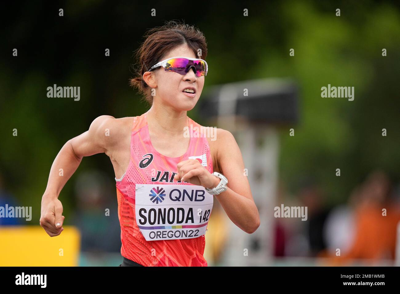 Serena Sonoda, of Japan, competes during the women's 35km race walk at ...
