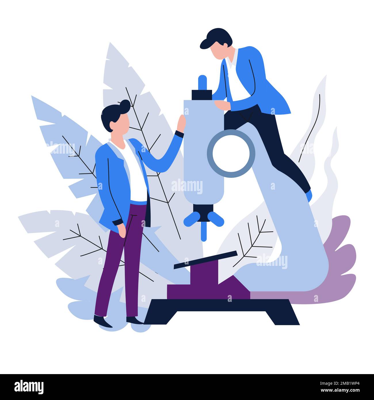 Scientists and microscope microbiology and genetics biotechnology lab ...