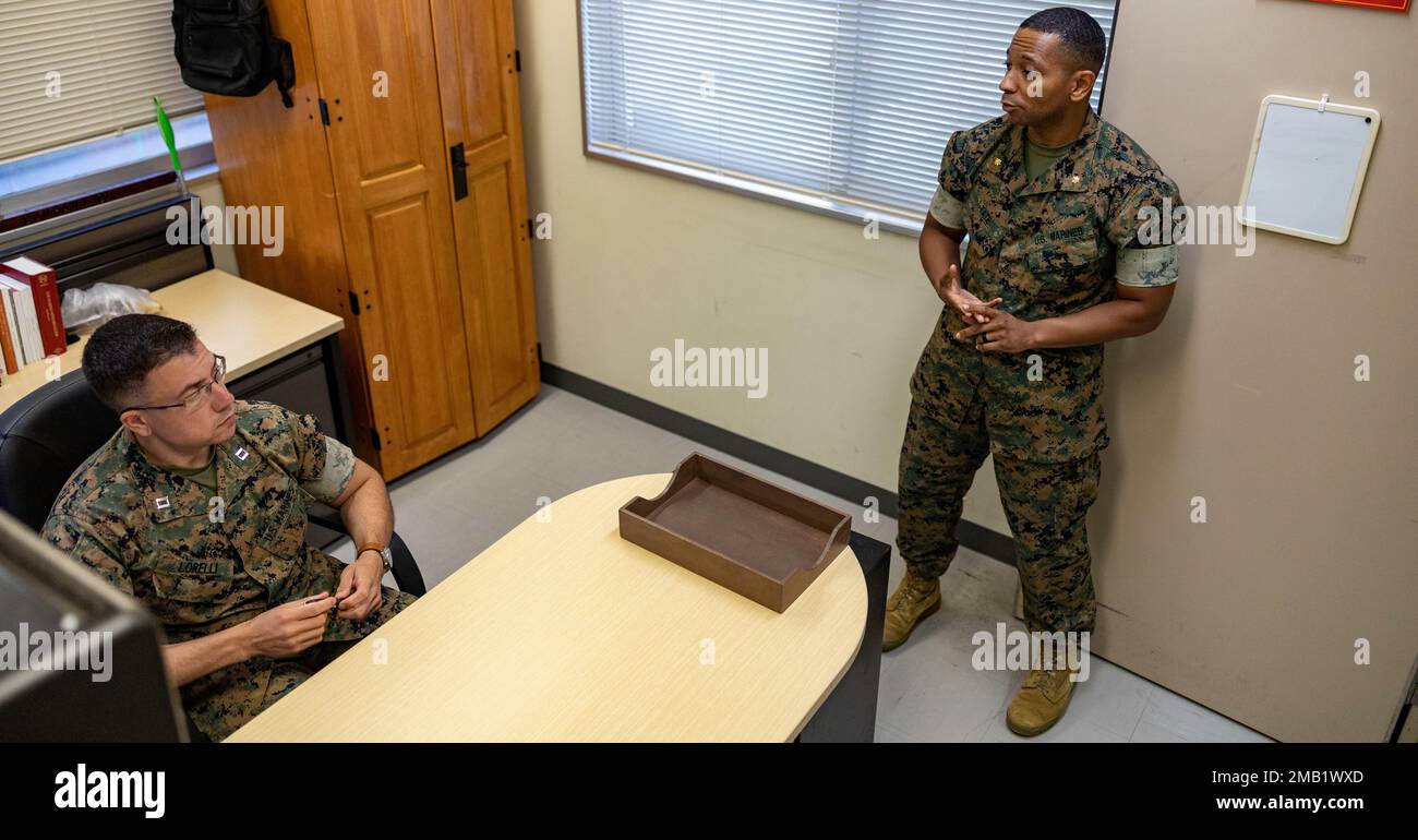 U.S. Marine Corps Capt. Andrew Lorelli, left, the company commander of ...