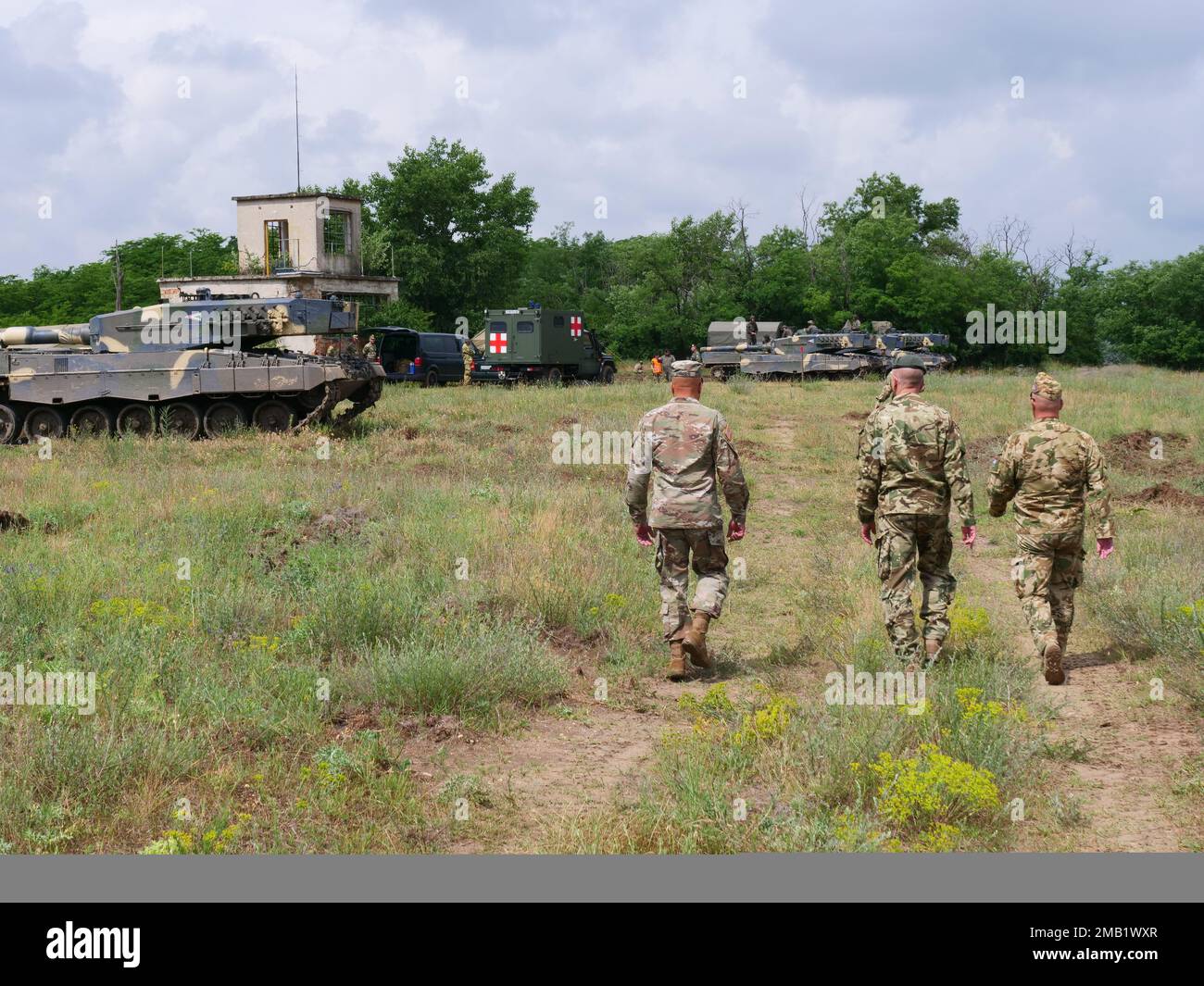 Maj. Gen. John C. Harris Jr. (left), Ohio adjutant general, visits a ...
