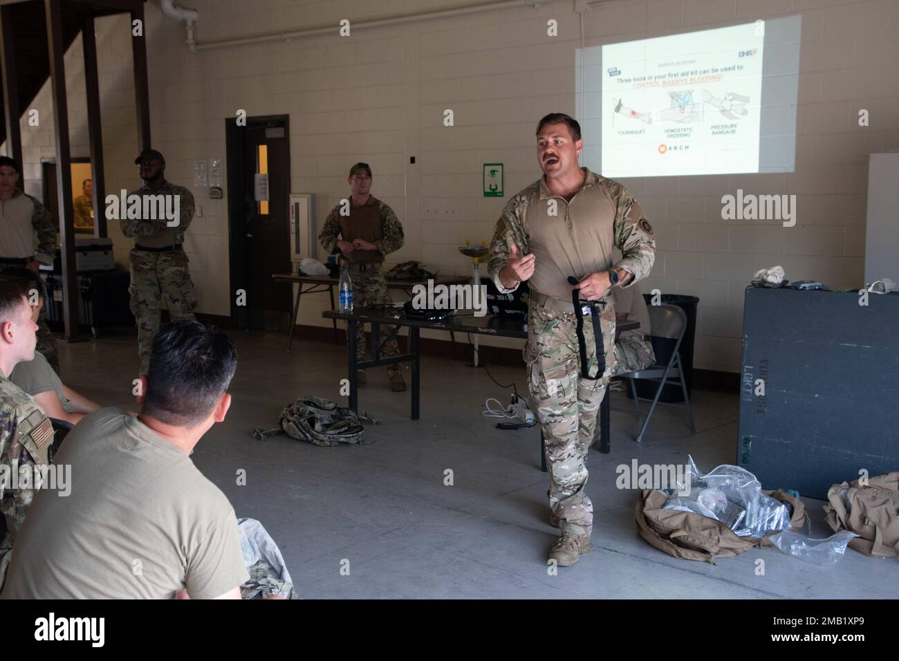 Members with the 221st and 239th Combat Communications Squadrons receive instruction on Tactical ...