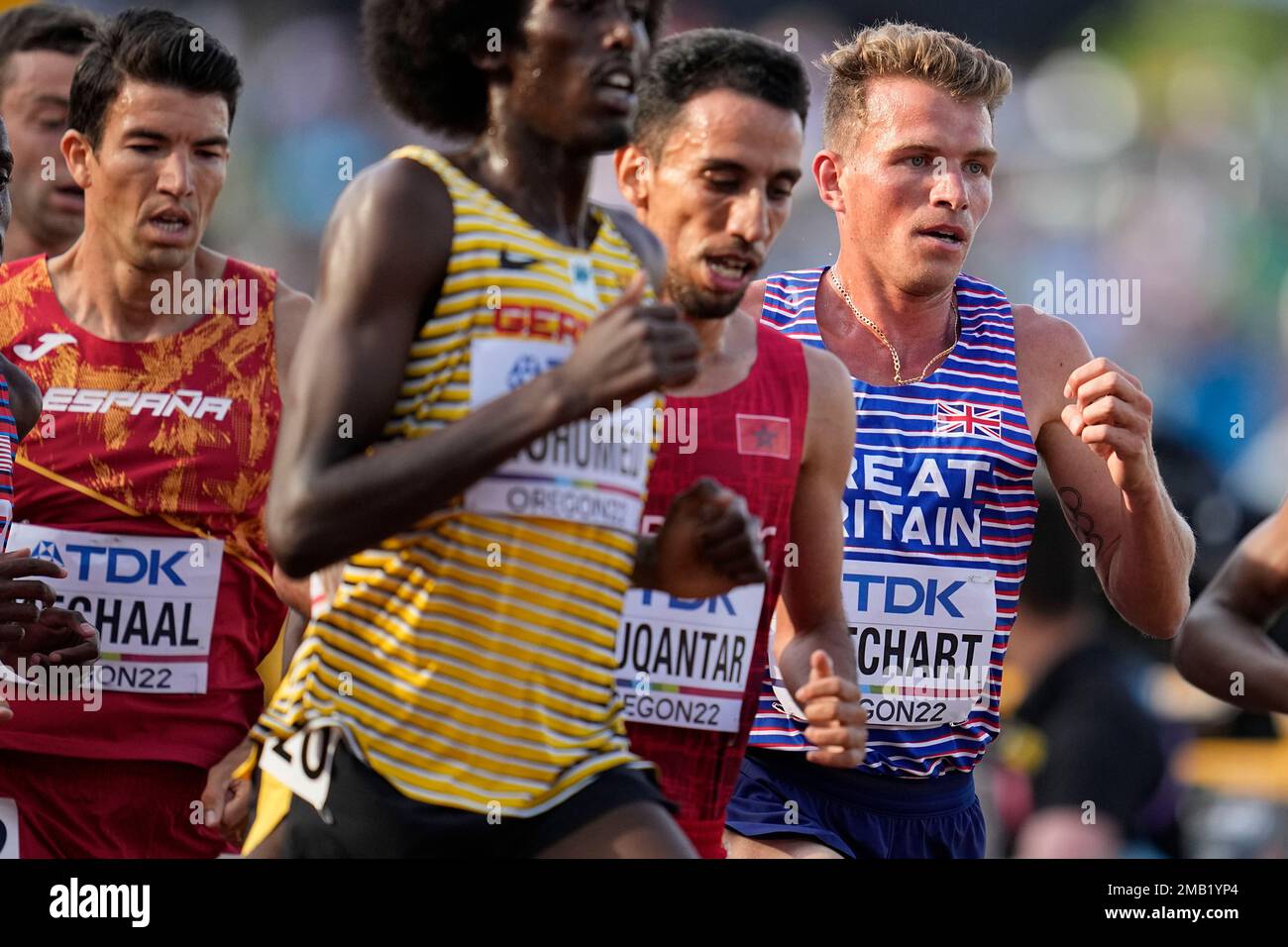 Andrew Butchart, of Britain, competes during a heat in the men's 5000 ...