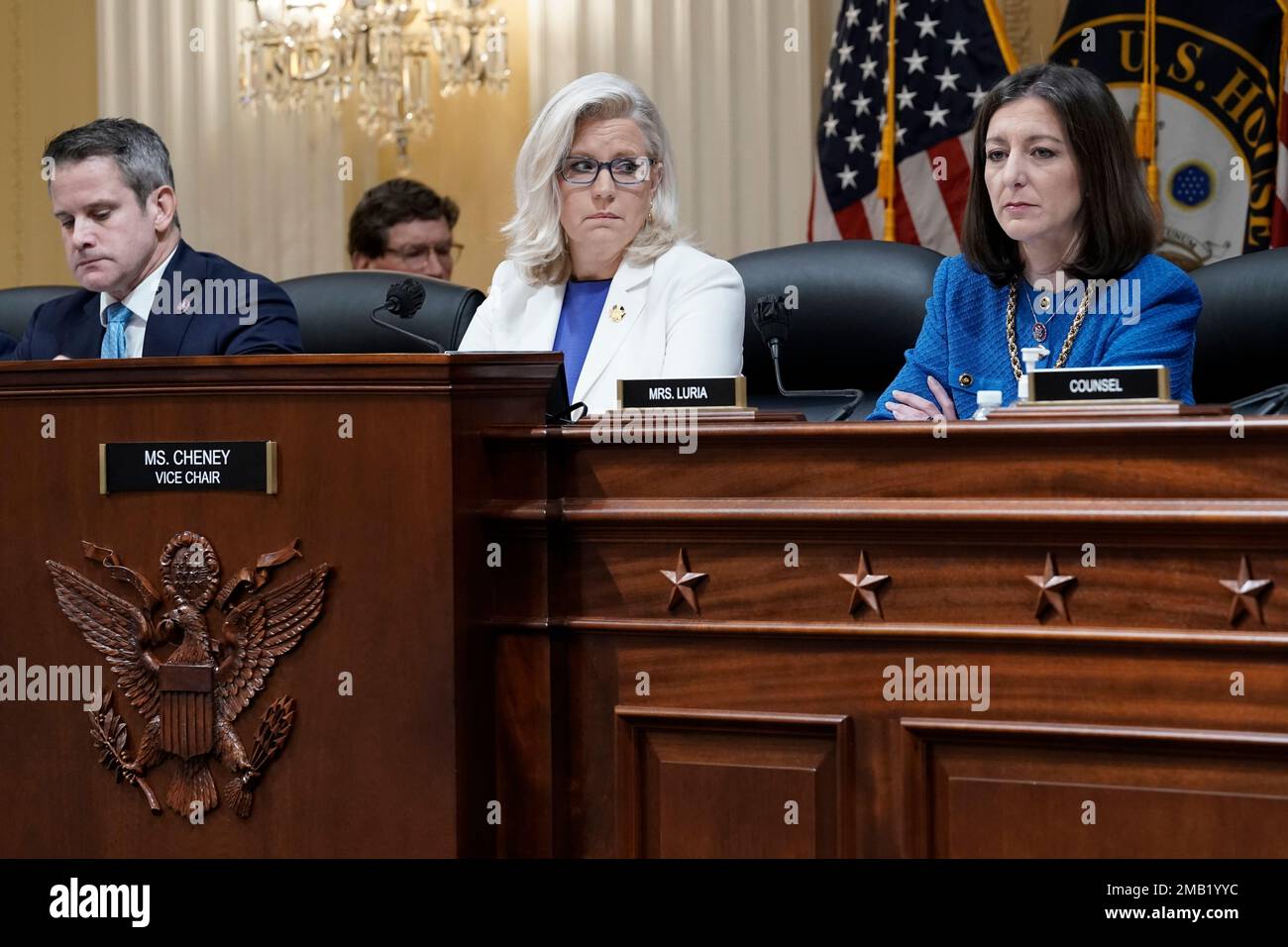 From left, Rep. Adam Kinzinger, R-Ill., Vice Chair Liz Cheney, R-Wyo ...