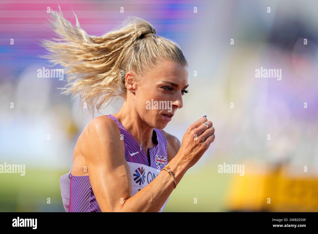 Alexandra Bell, of Britain, competes during a heat in the women's 800 ...