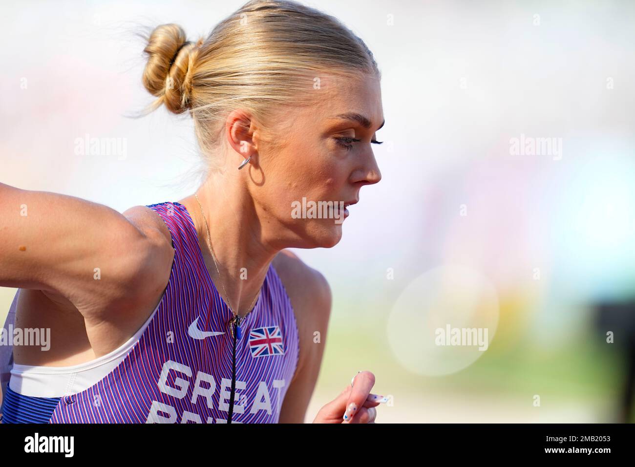 Ellie Baker, of Britain, competes during a heat in the women's 800 ...