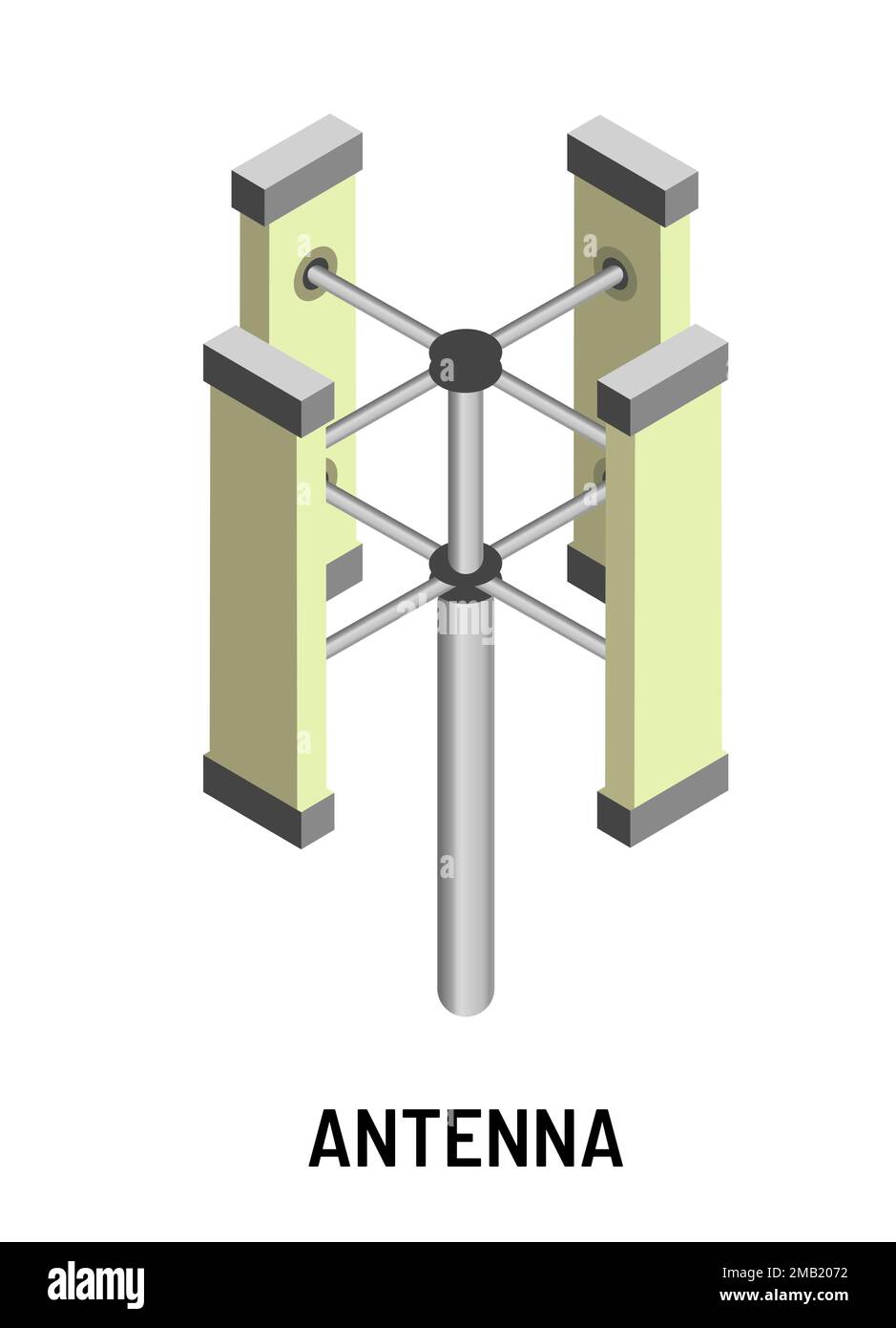 Transmitter or receiver antenna radio engineering and electric current vector outdoor ...