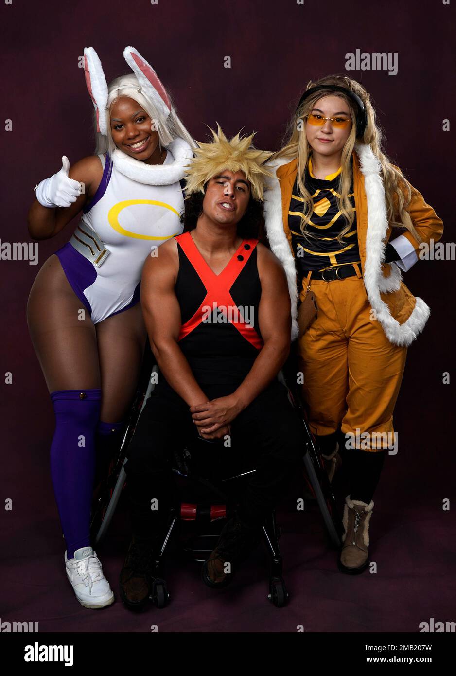 San Diego residents Kira Simone, dressed as Miruko, from left, Jose ...