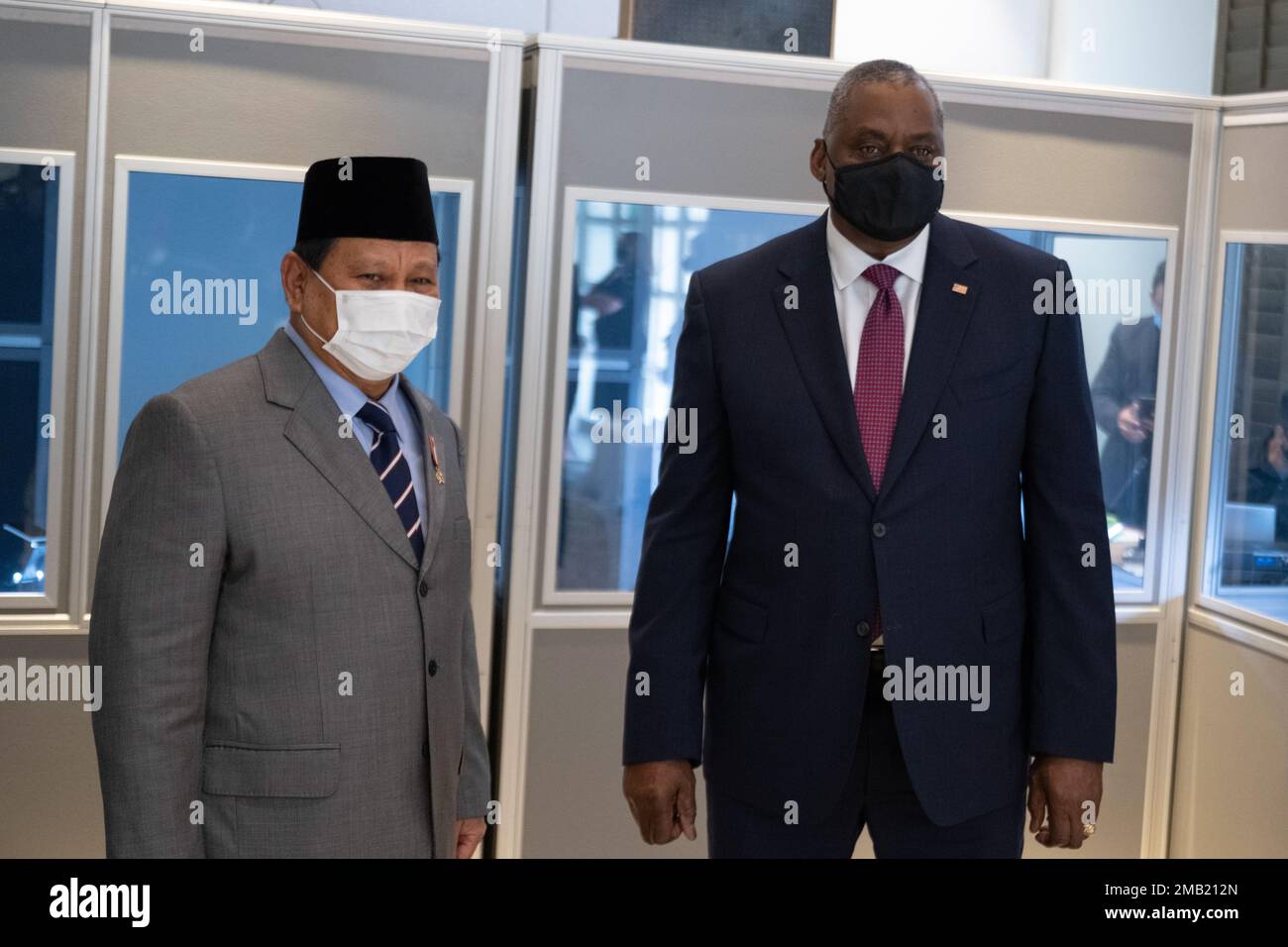 Secretary of Defense Lloyd J. Austin III greets Indonesian Minister of ...