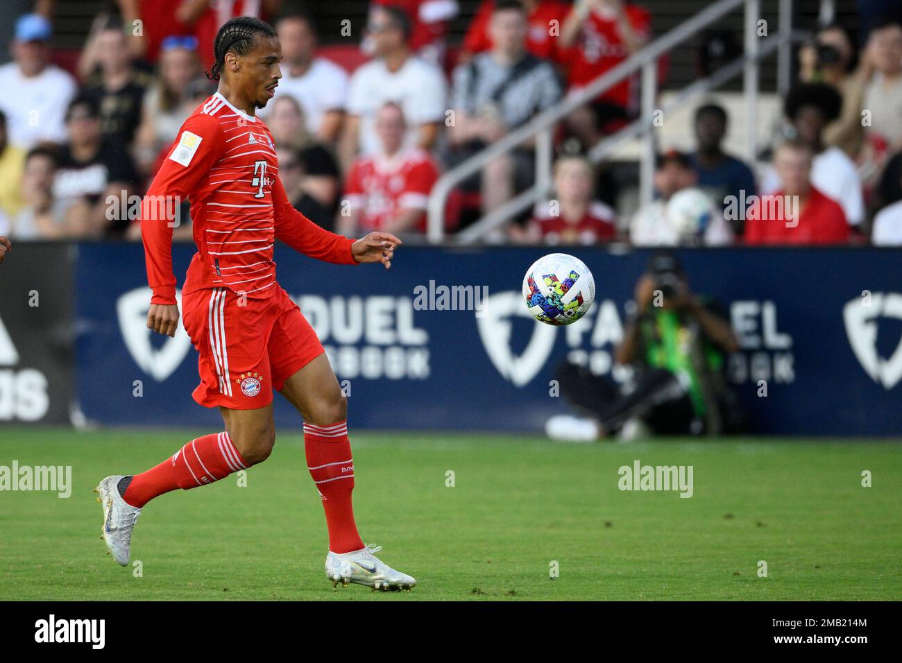 Bayern Munich forward Leroy Sané (10) in action during the first half ...