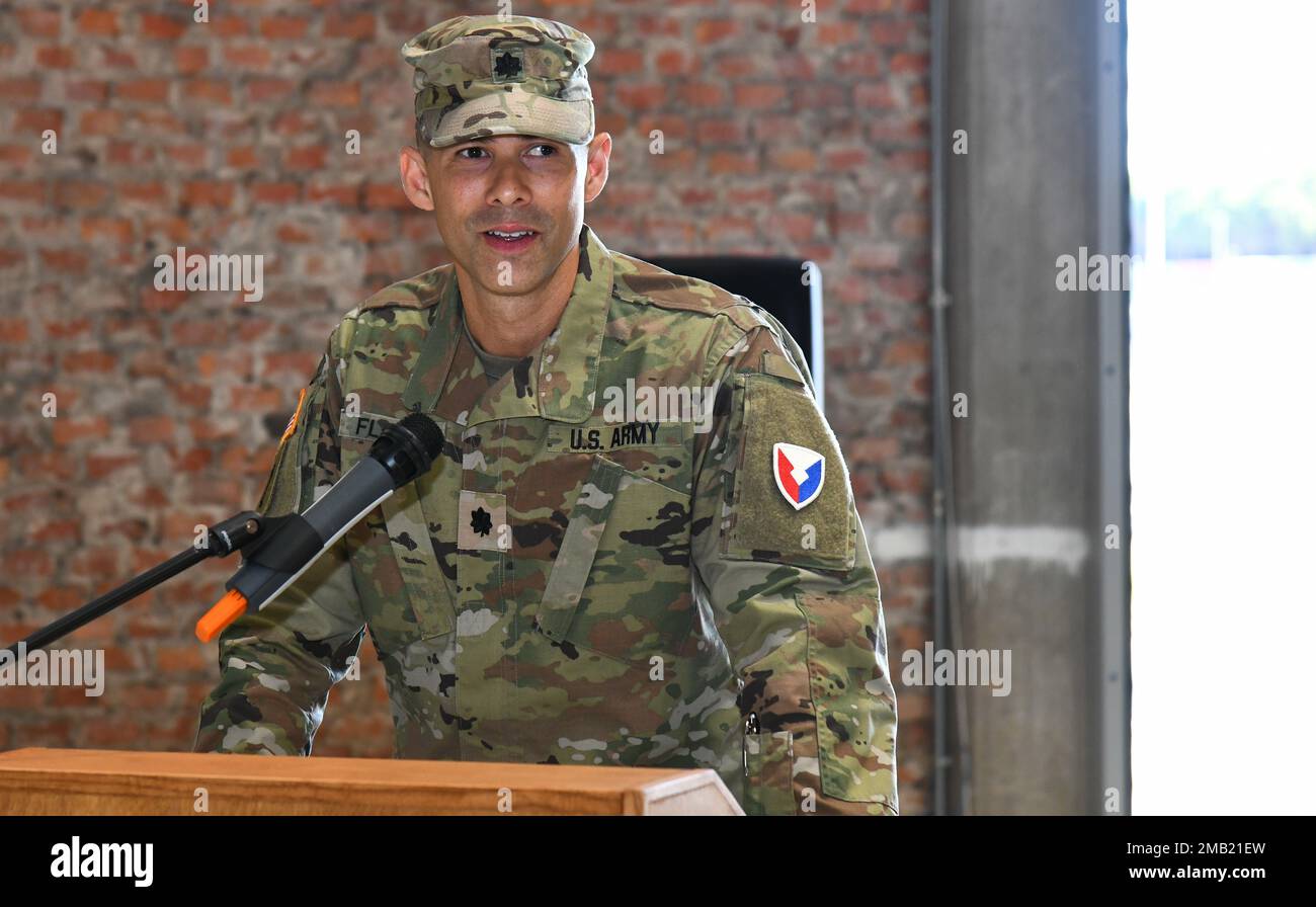 Army Lt. Col. Miguel Flores, outgoing commander of the 405th Army Field ...