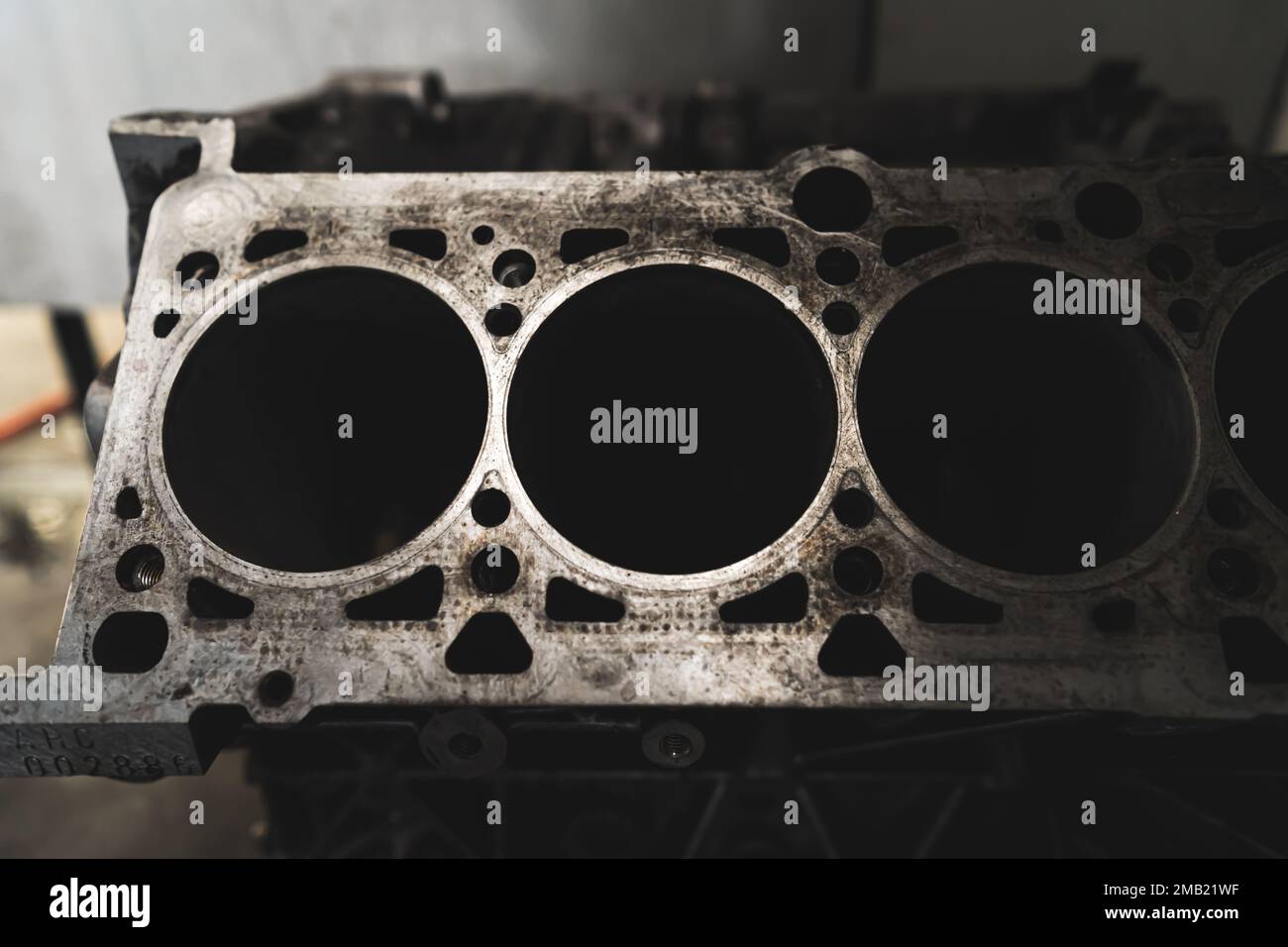 A close-up of a car engine block with its intricate details car service ...