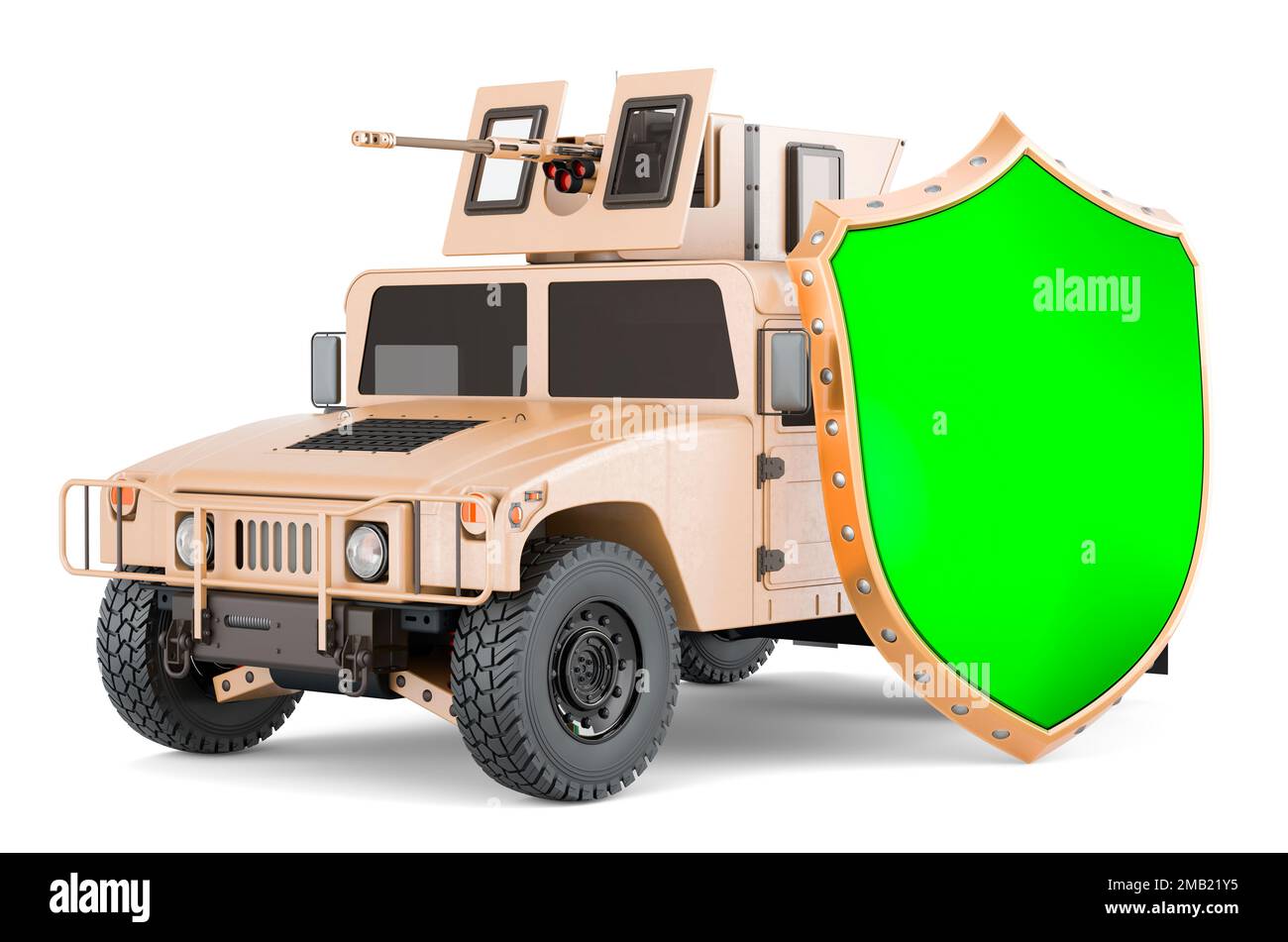 High Mobility Multipurpose Wheeled Vehicle with shield, 3D rendering ...
