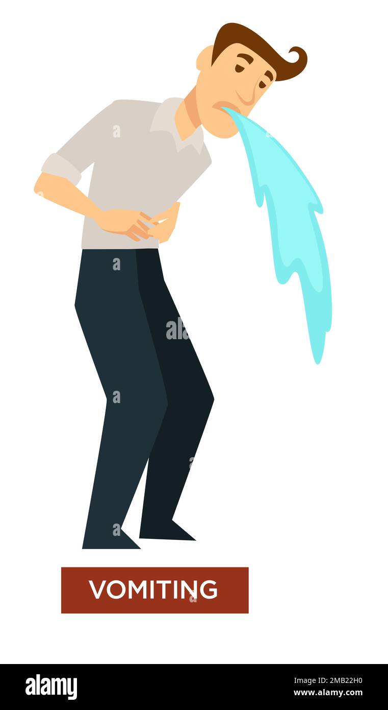 Sunstroke symptom vomiting stomach function disorder isolated icon ...