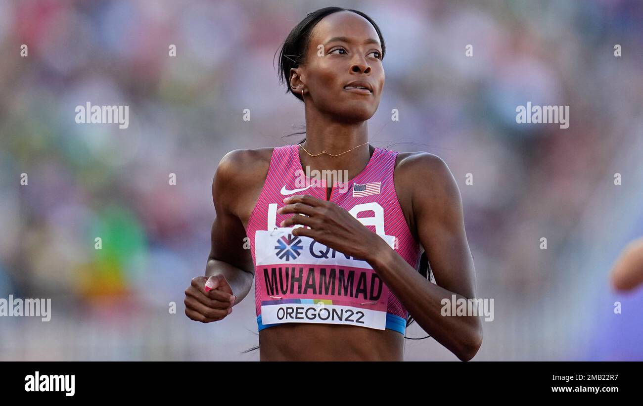 Dalilah Muhammad, of the United States, wins in the semifinal of the ...