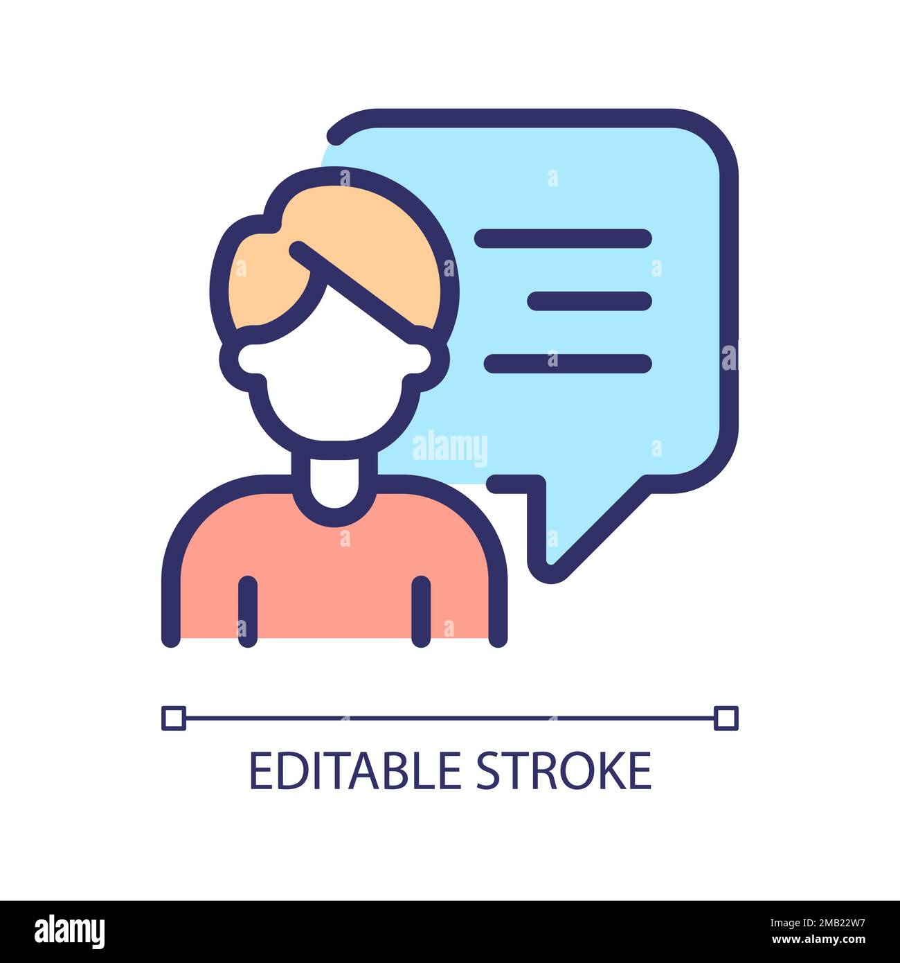 Talking man with chat bubble pixel perfect RGB color icon Stock Vector ...