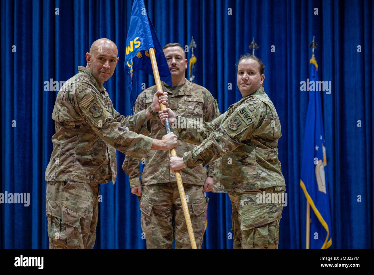 U.S. Air Force Col. Joshua B. Pyers, left, commander of the 387th Air ...
