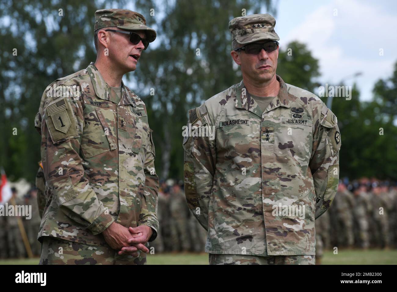 U.S. Army Lt. Gen. John Kolasheski, right, Commanding General of V Corps, and Maj. Gen. John V ...