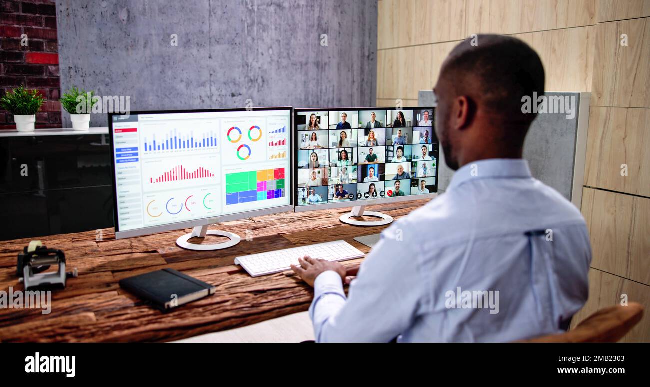 Virtual Online Webinar Meeting Presentation. Watching Conference Banner ...