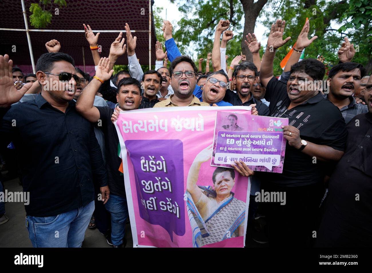 Opposition Congress party workers protesting against the Enforcement ...