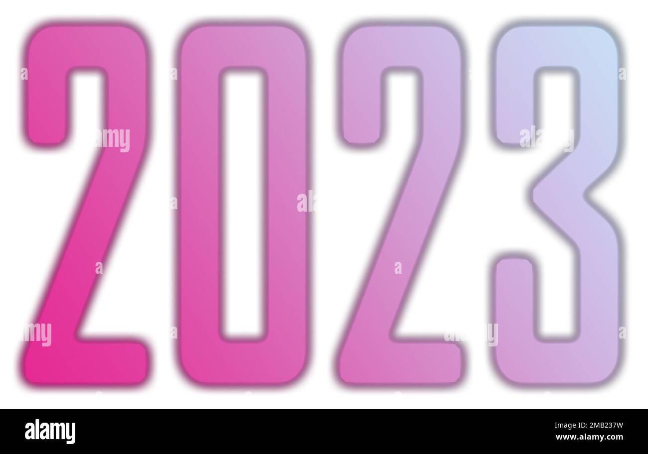 2023 - Large numbers with pink filling, isolated Stock Photo - Alamy
