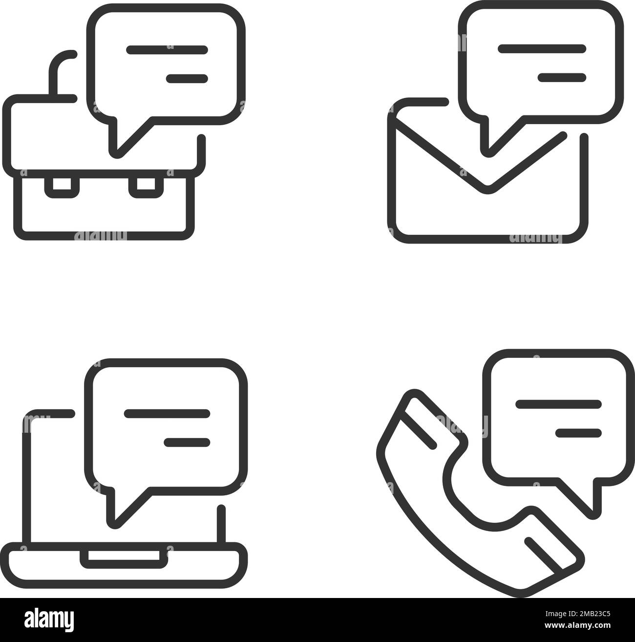 Chat balloons in corporate communication pixel perfect linear icons set ...