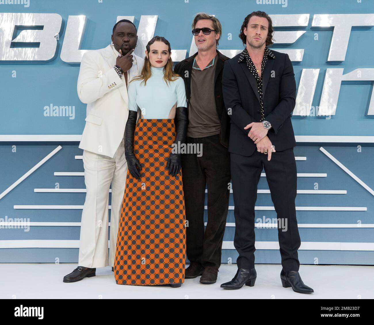 Brian Tyree Henry, from left, Joey King, Brad Pitt and Aaron Taylor ...