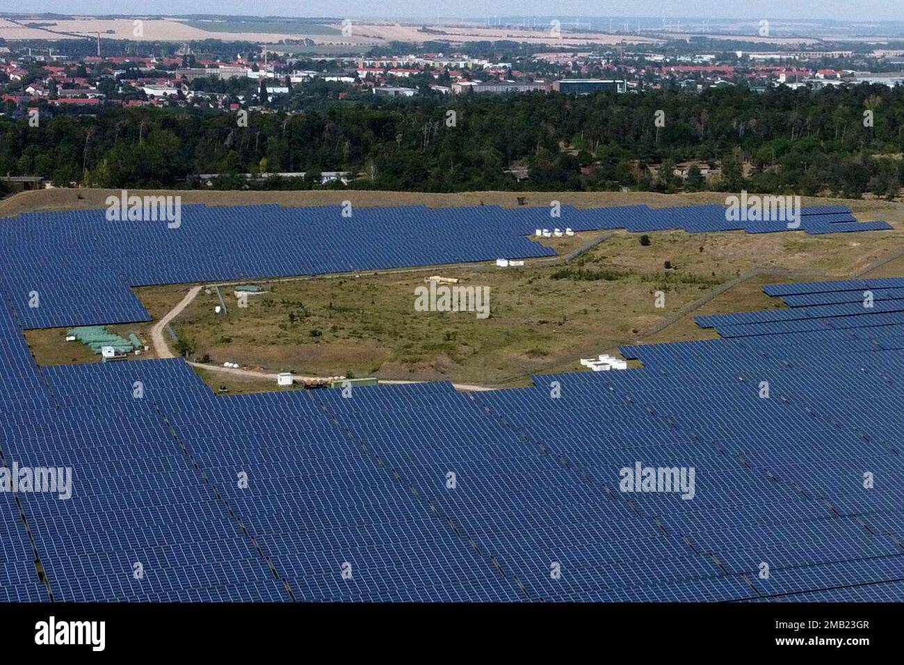 A solar farm is pictured near Halberstadt, Germany, Wednesday, July 20 ...