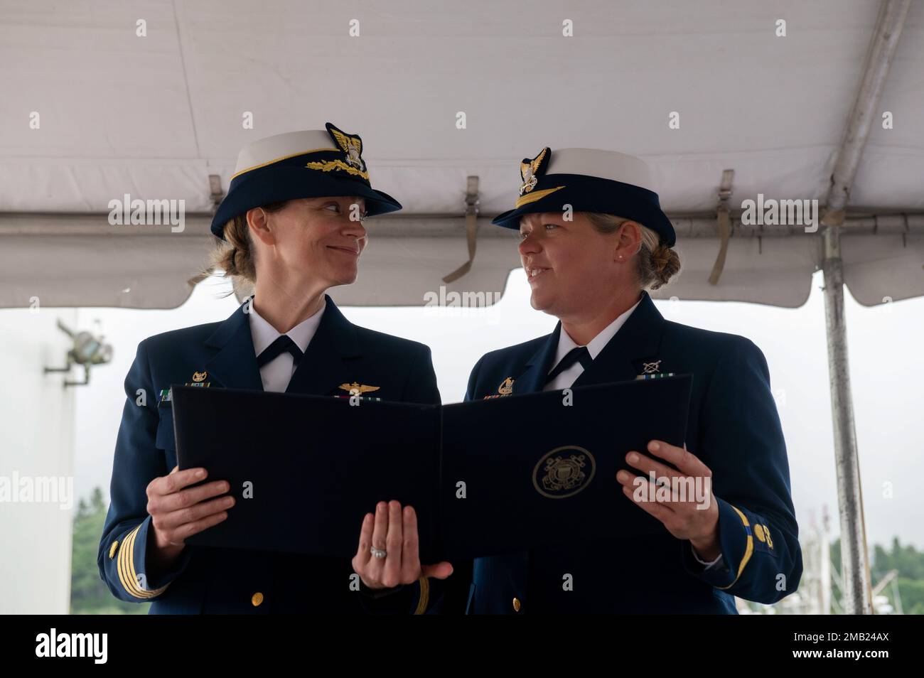 Capt. Breanna Knutson (left), commander, Coast Guard Sector North Bend ...