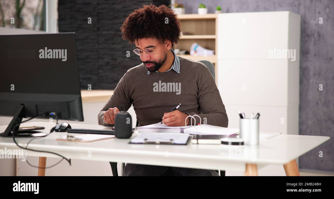 Accounting Bookkeeper Clerk Man. Bank Advisor And Auditor Stock Photo ...
