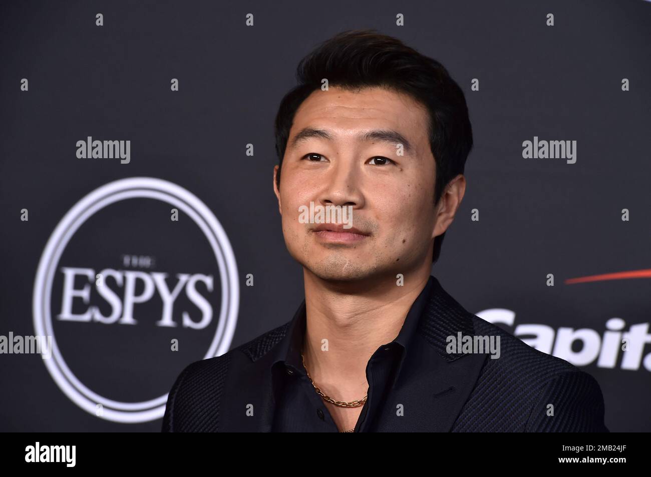 Simu Liu arrives at the ESPY Awards on Wednesday, July 20, 2022, at the ...