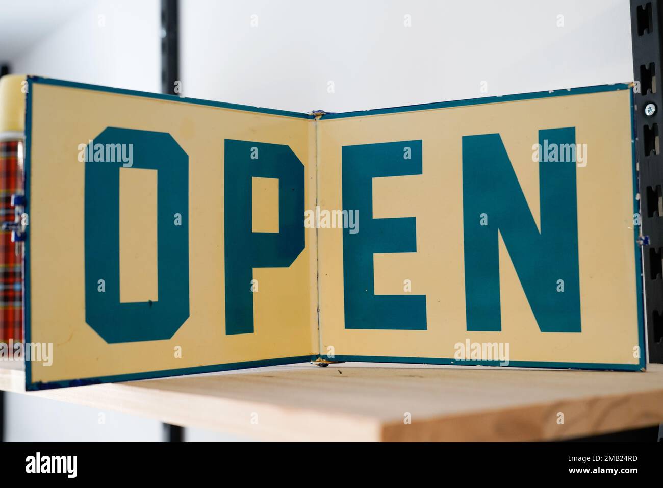 open text steel board windows vintage shop sign saying we are open ...