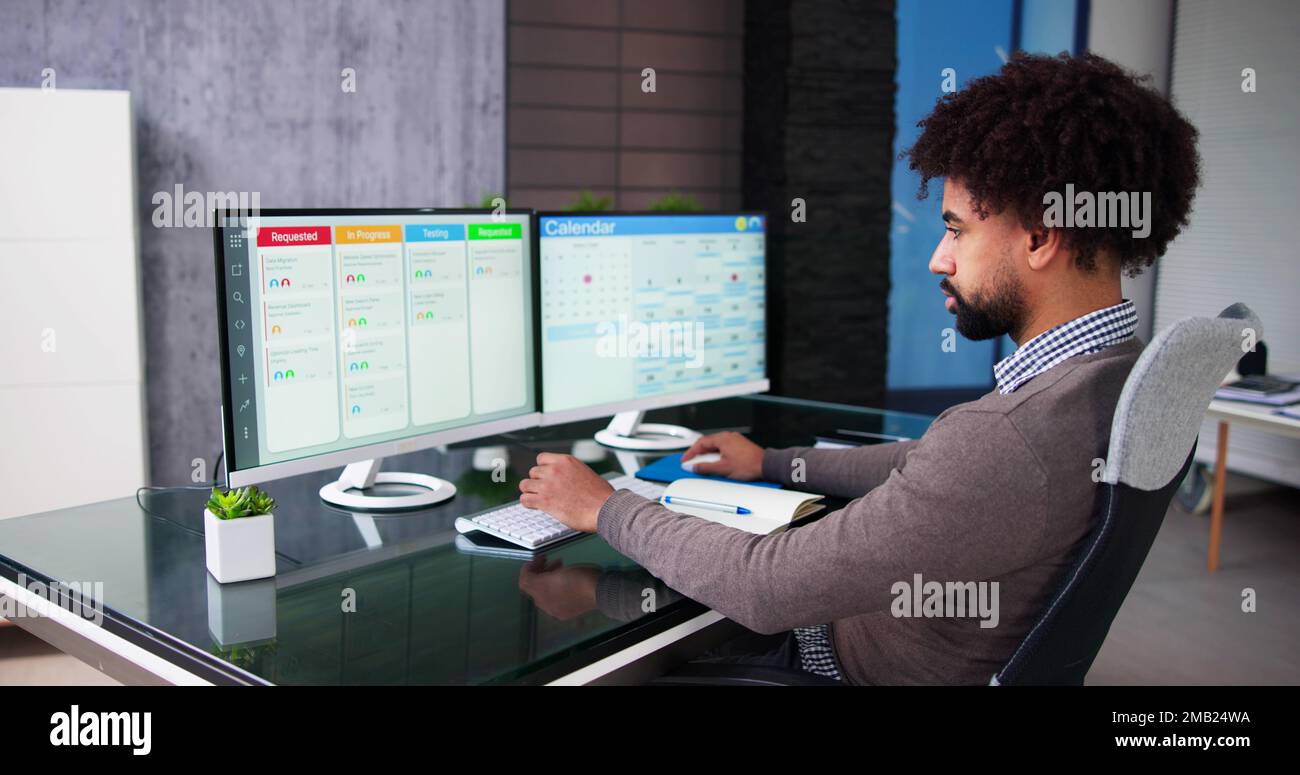 Scrum Agenda Digital Calendar Schedule On Office Computer Stock Photo ...