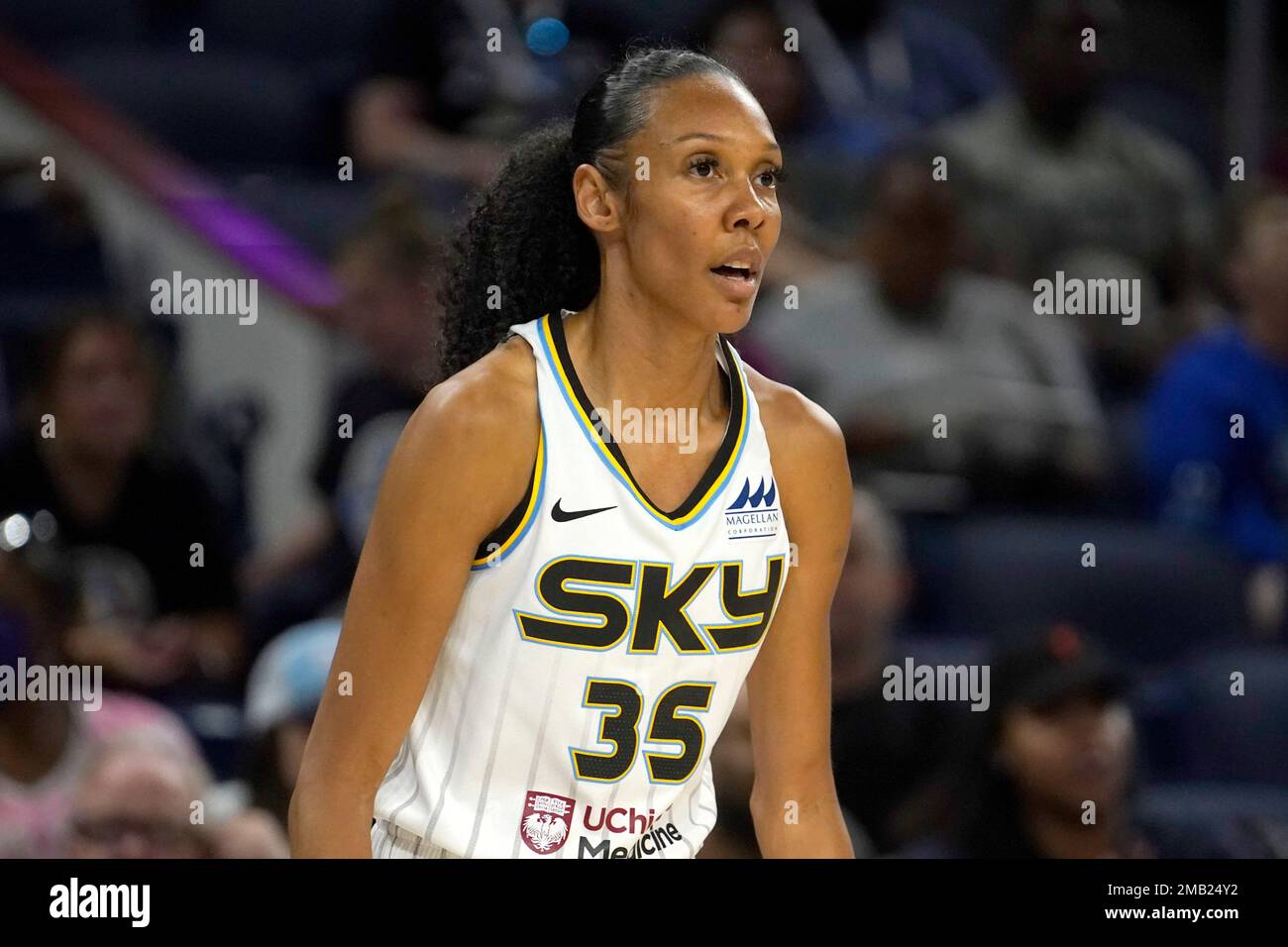 Chicago Sky's Rebekah Gardner looks across the court during a WNBA ...