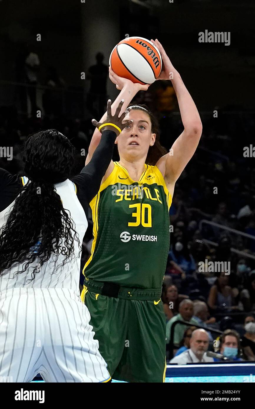 Seattle Storm's Breanna Stewart shoots during an WNBA basketball game ...