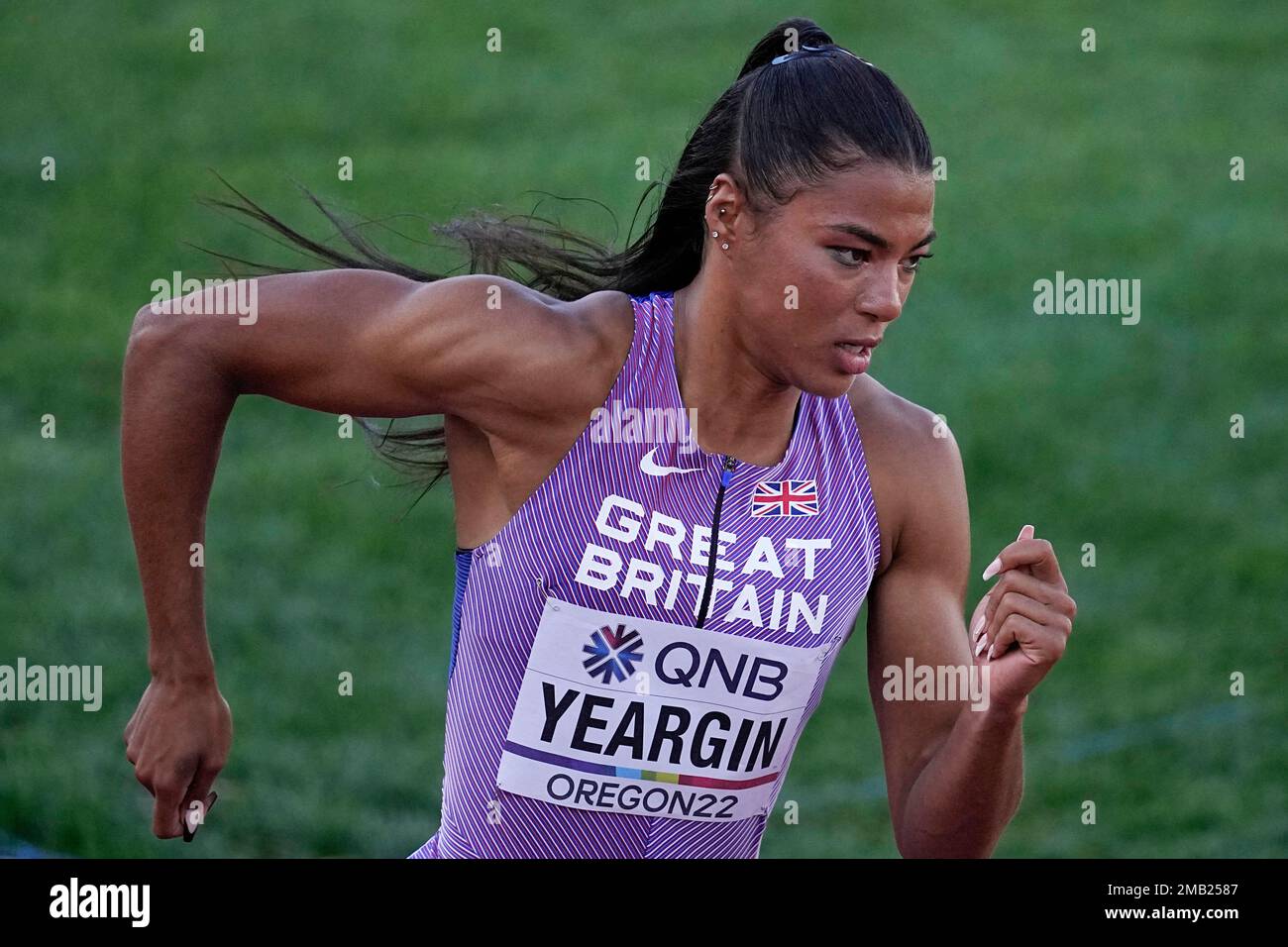 Nicole Yeargin, of Britain, competes in a the semifinal of the women's ...