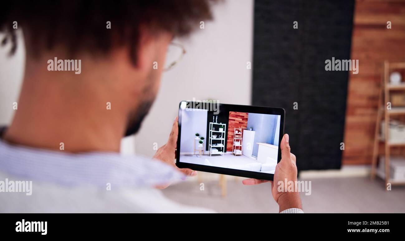Virtual Real Estate House Video Conference Tour Stock Photo - Alamy